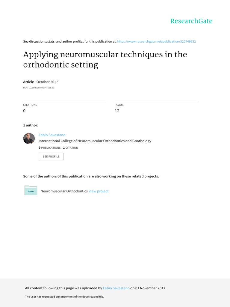 Applying Neuromuscular Techniques in The Orthodontic Setting | PDF ...