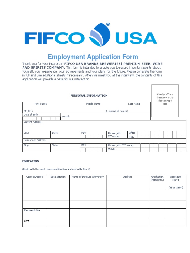 Employment Application Form | PDF | Crimes | Crime & Violence