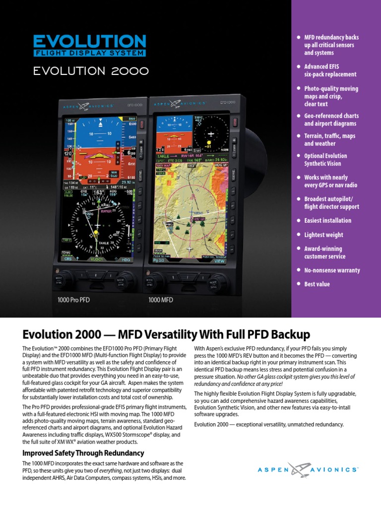 Evolution 2000 Package Product Sheet | PDF | Avionics | Manufactured Goods