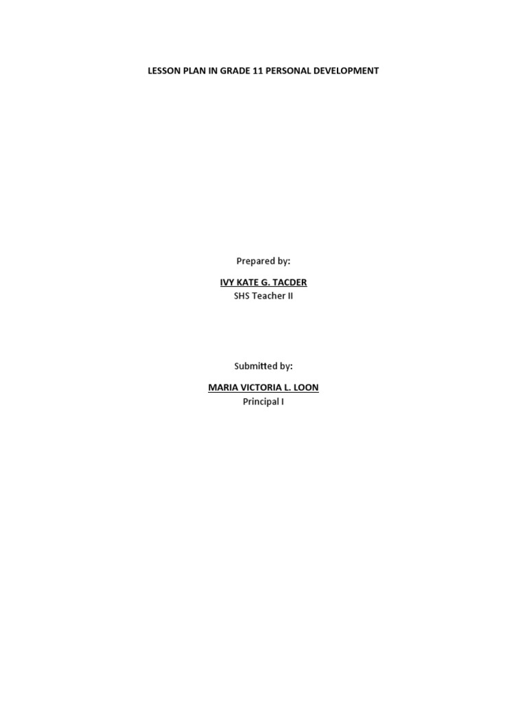 Lesson Plan in Grade 11 Personal Development | PDF | Stress (Biology ...