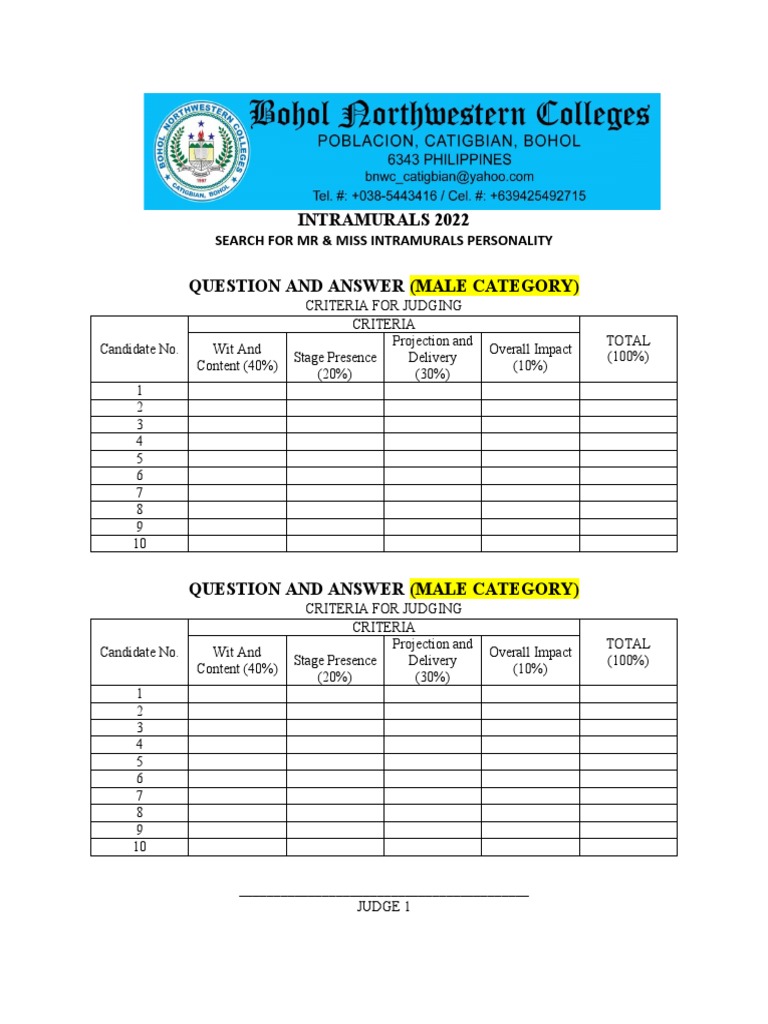 Intramurals 2022 Question and Answer (Male Category) : Search For MR ...