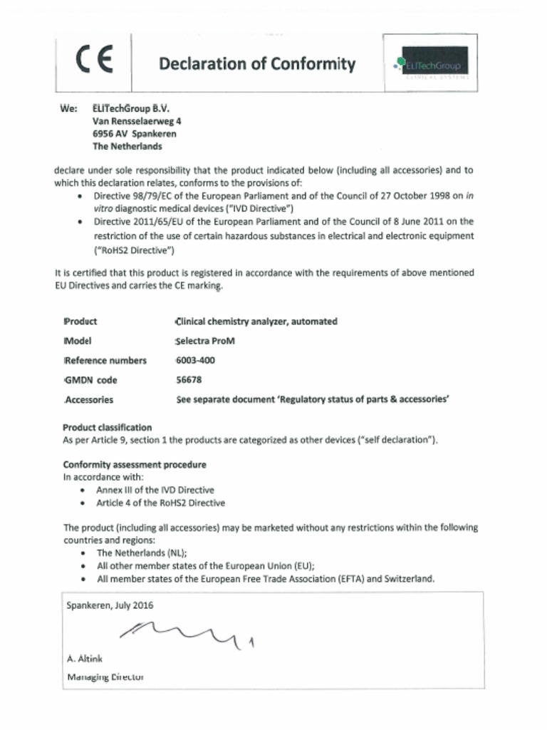 6003-400-510-08 SELECTRA PROM Certificate of Confirmity | PDF