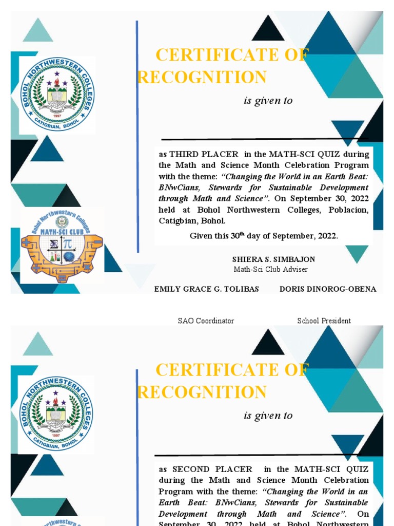 CERTICATE | PDF | Mathematics | Science