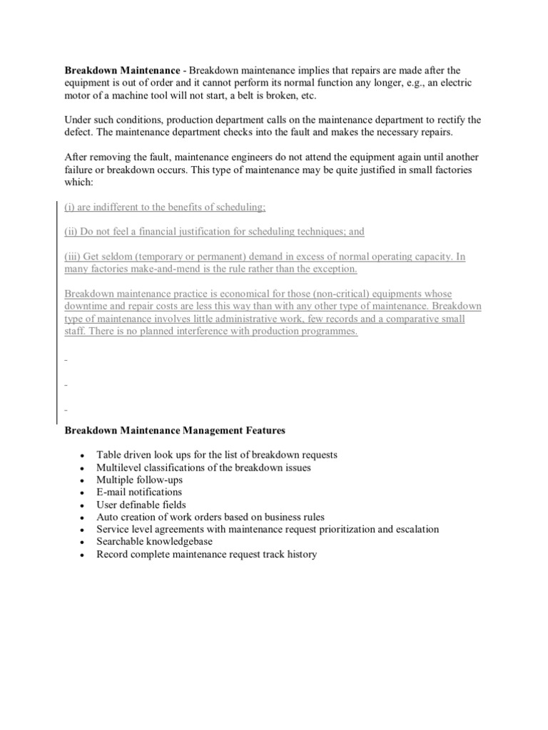 Breakdown Maintenance | PDF