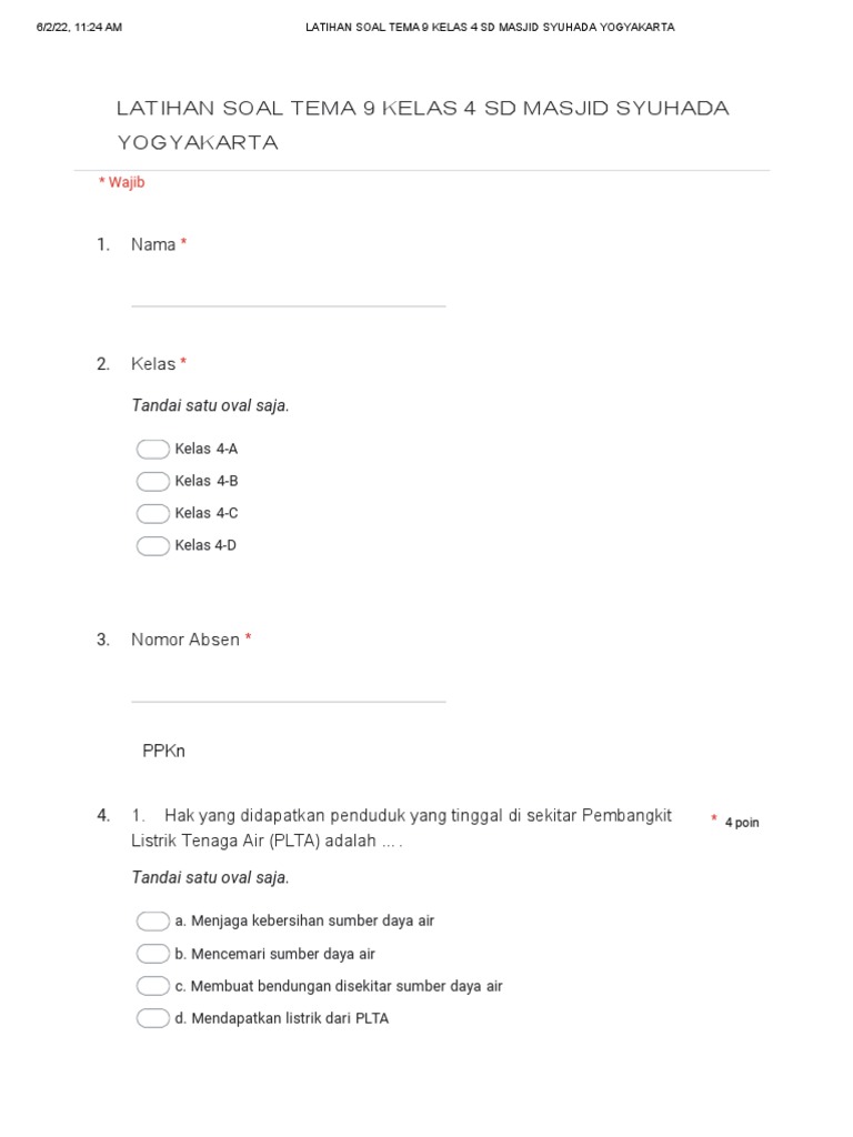 LATIHAN SOAL TEMA 9 - Google Formulir-Dikonversi | PDF