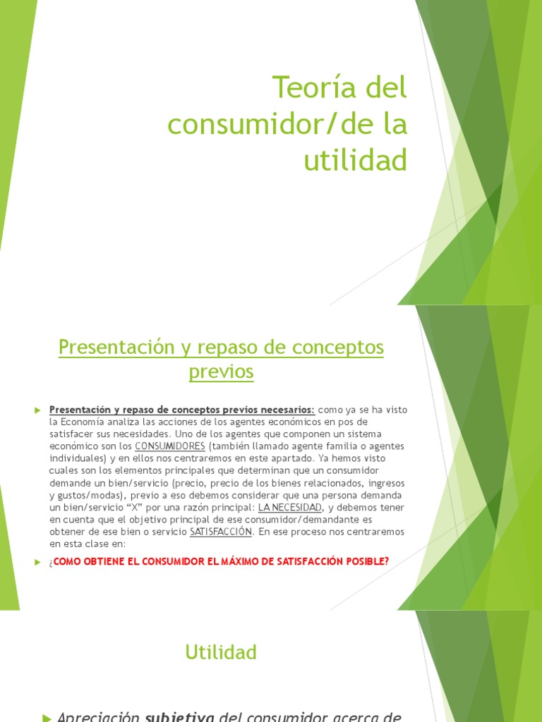 Teoría Del Consumidor-Teoría de La Utilidad | PDF | Utilidad | Utilidad marginal