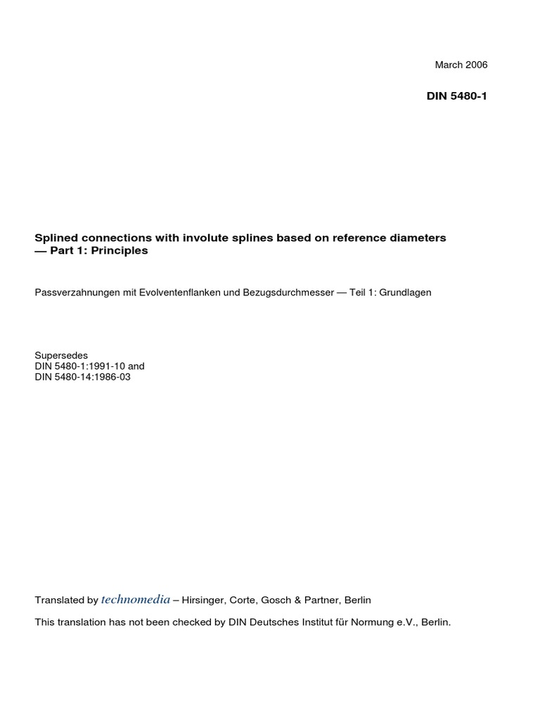 DIN5480 2006 English | PDF | Engineering Tolerance | Gear