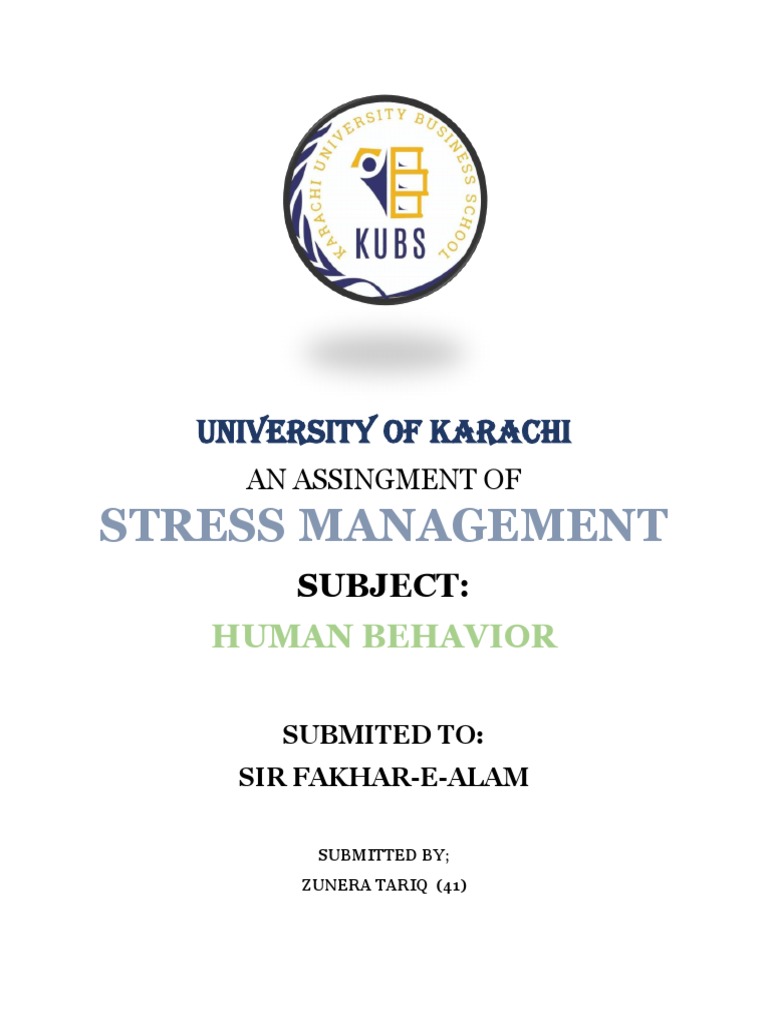 HB Stress Assignment-Zunera | PDF | Stress (Biology) | Stress Management
