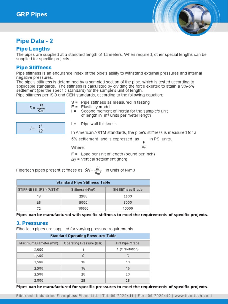 FRP Pipes Specifications | PDF | Pipe (Fluid Conveyance) | Pressure