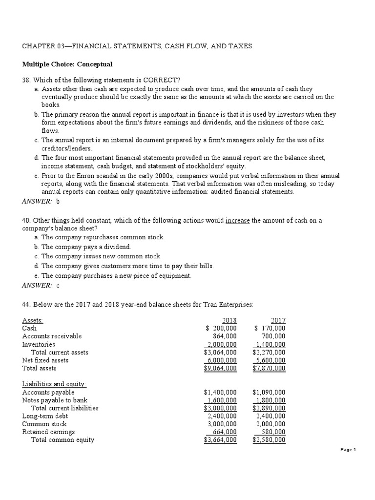 FM Testbank Ch03 | PDF | Free Cash Flow | Equity (Finance)