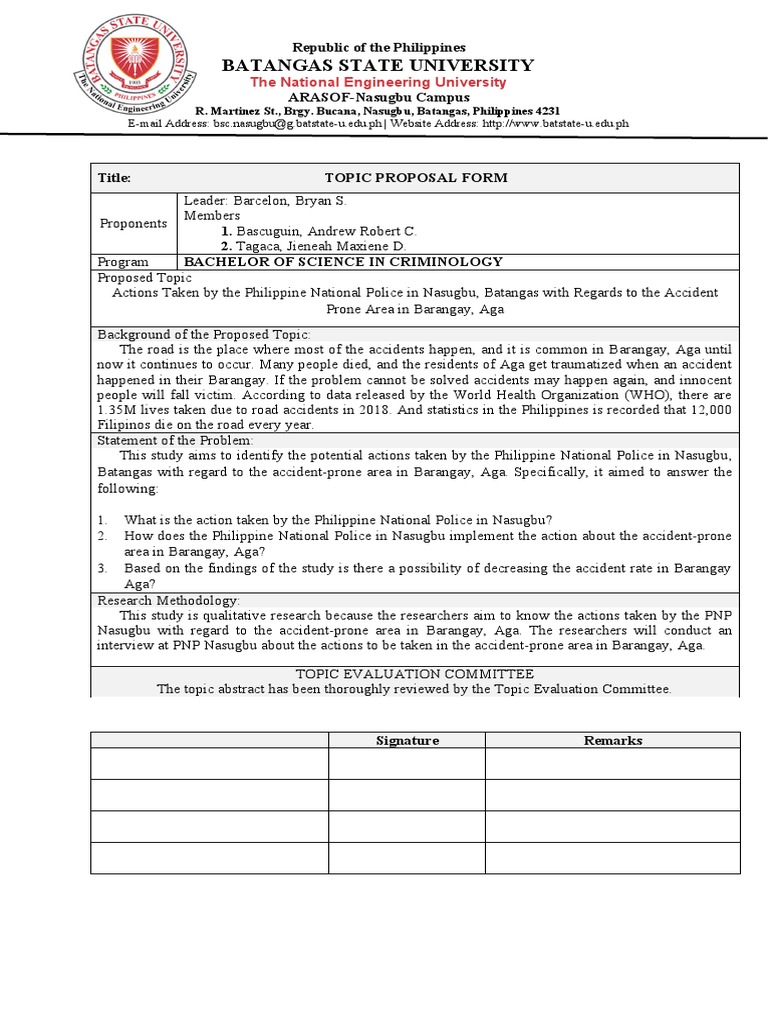 NEW - Research Topic Proposal Form | PDF | Hiv | Philippines
