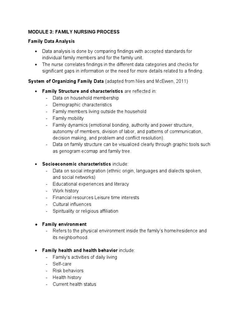 Family Nursing Process Overview | PDF | Nursing | Family