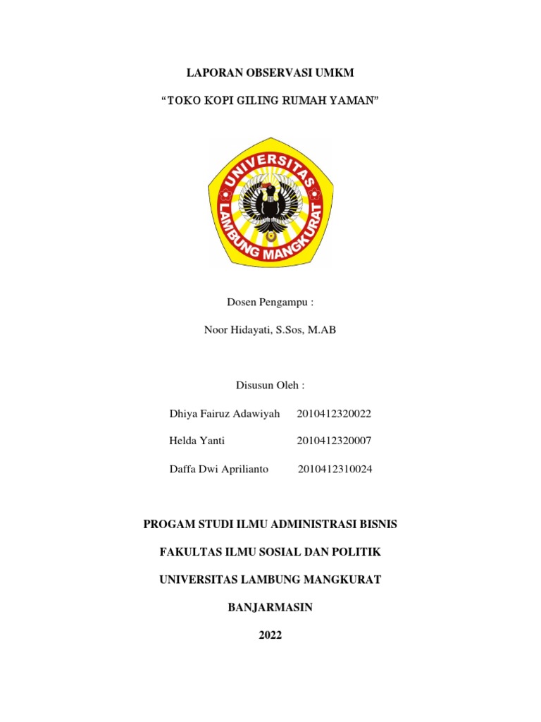 Laporan Kelompok 6 - Toko Kopi Giling | PDF | Karier & Perkembangan | Pengelolaan Keuangan & Uang