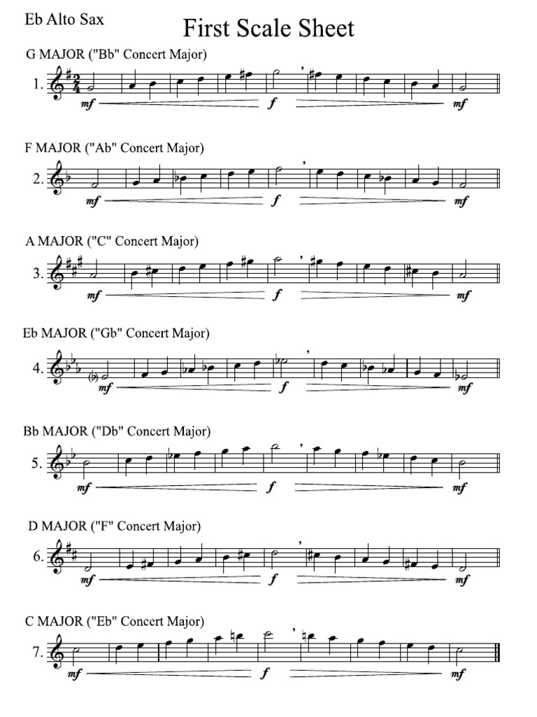 First Scale Sheet Alto Sax | PDF