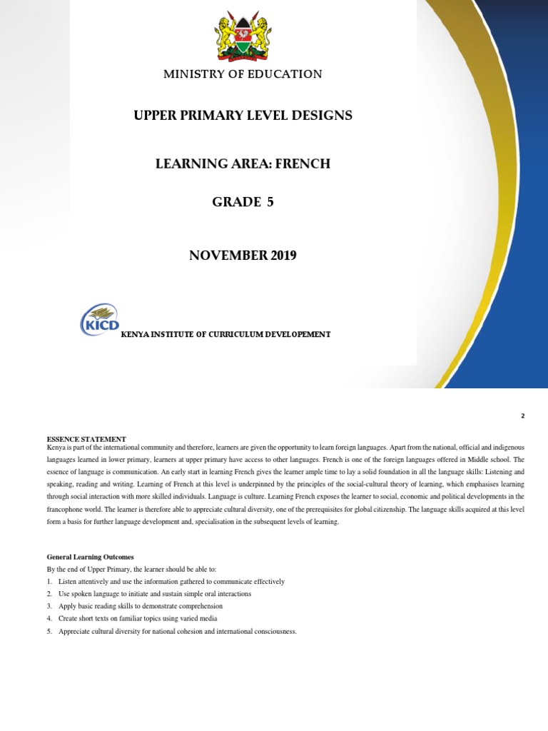 Grade 5 French Curriculum Overview | PDF | Learning | Literacy