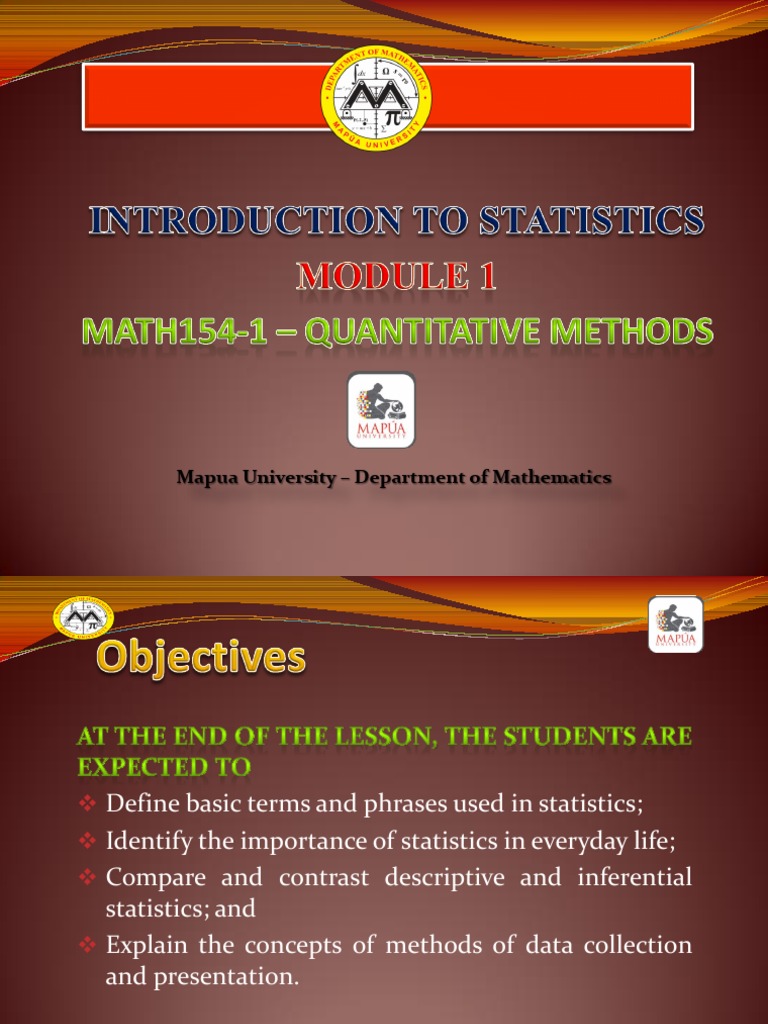 1 Math 154-1 Module 1 Introduction To Statistics | PDF | Statistics ...