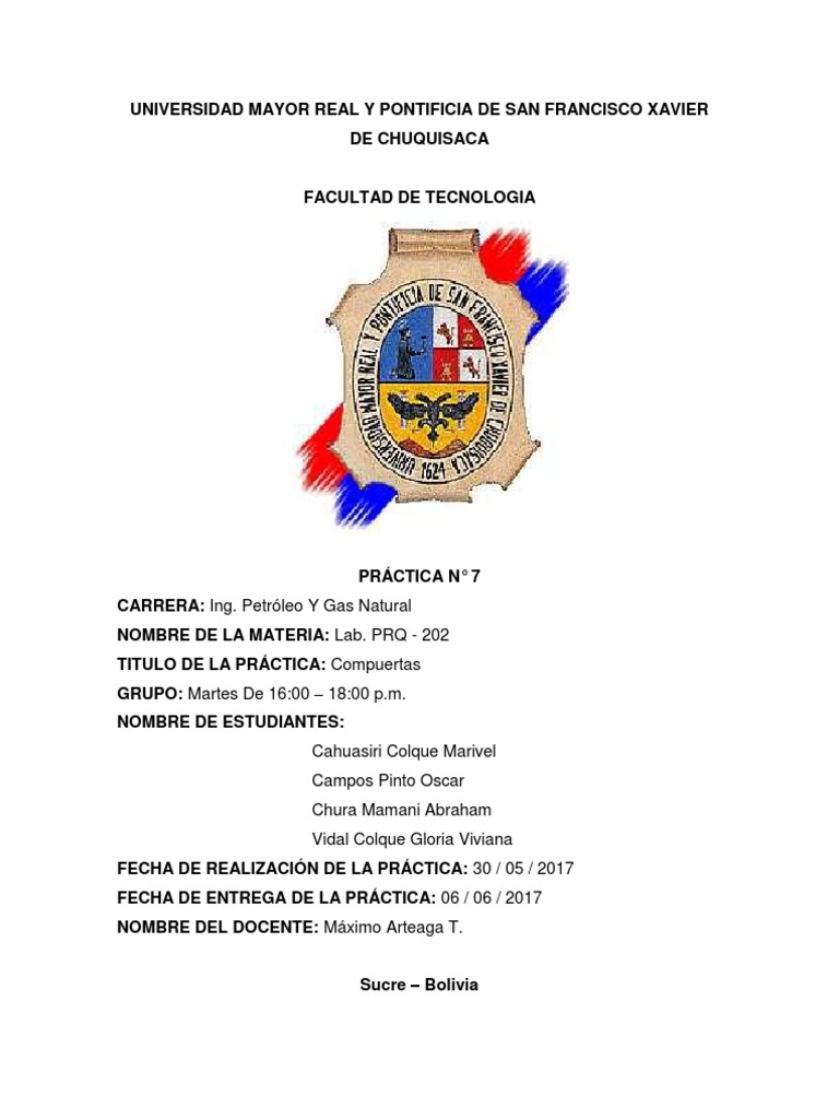 Compuertas Informe 7 Mecanica de Fluidos | PDF | Fuerza | Medición