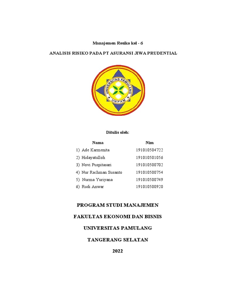 Tugas Kel.6 - Manajemen Risiko | PDF