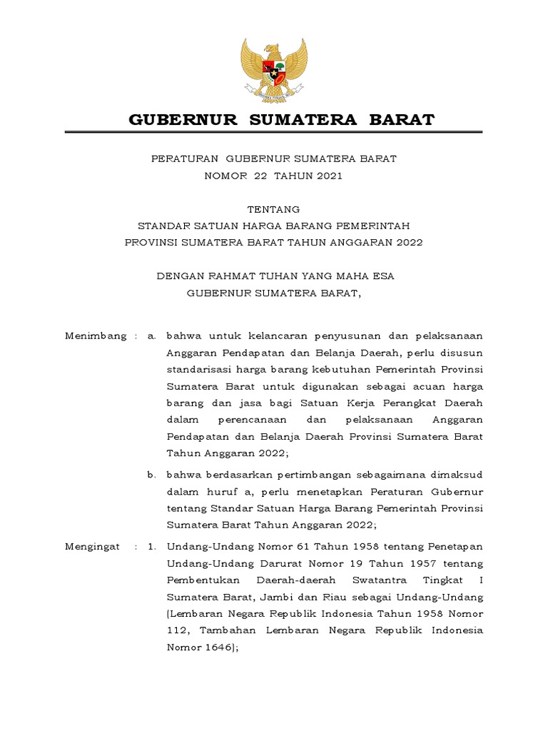 Pergub 22 Tahun 2021 | PDF