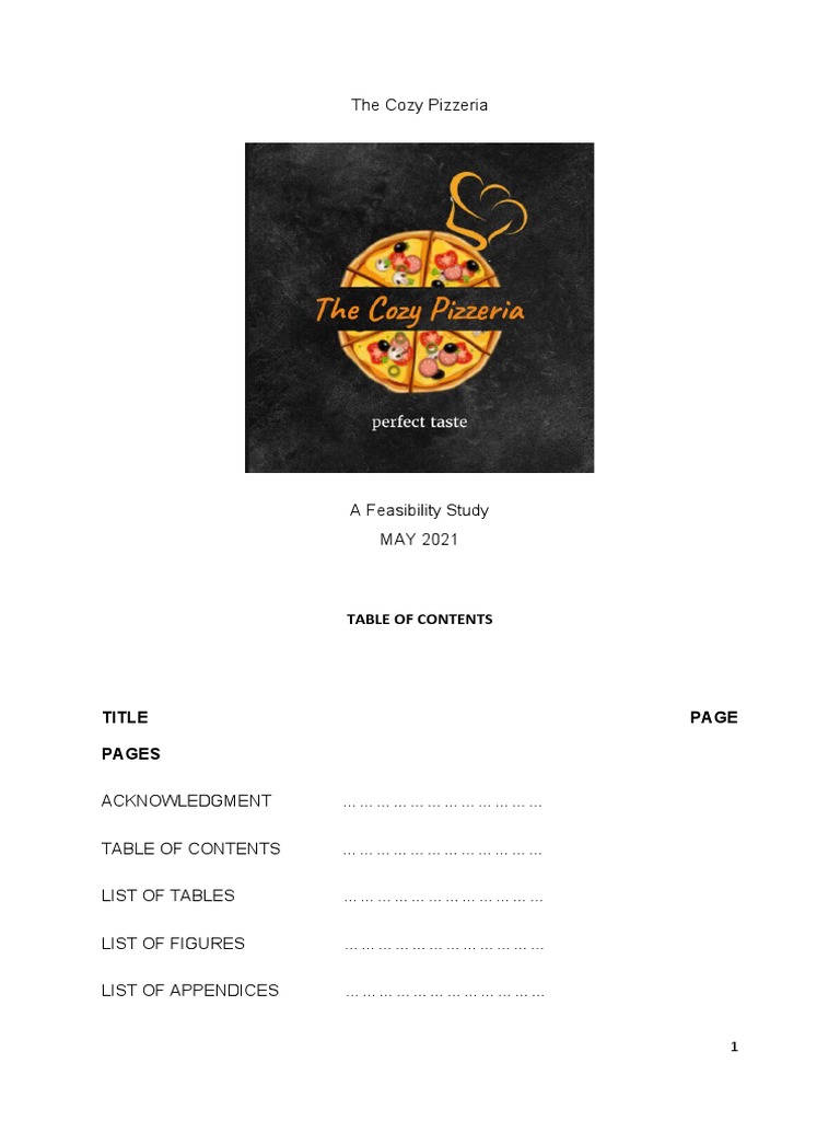 A Feasibility Study About A Pizza Business | PDF | Banks | Economies