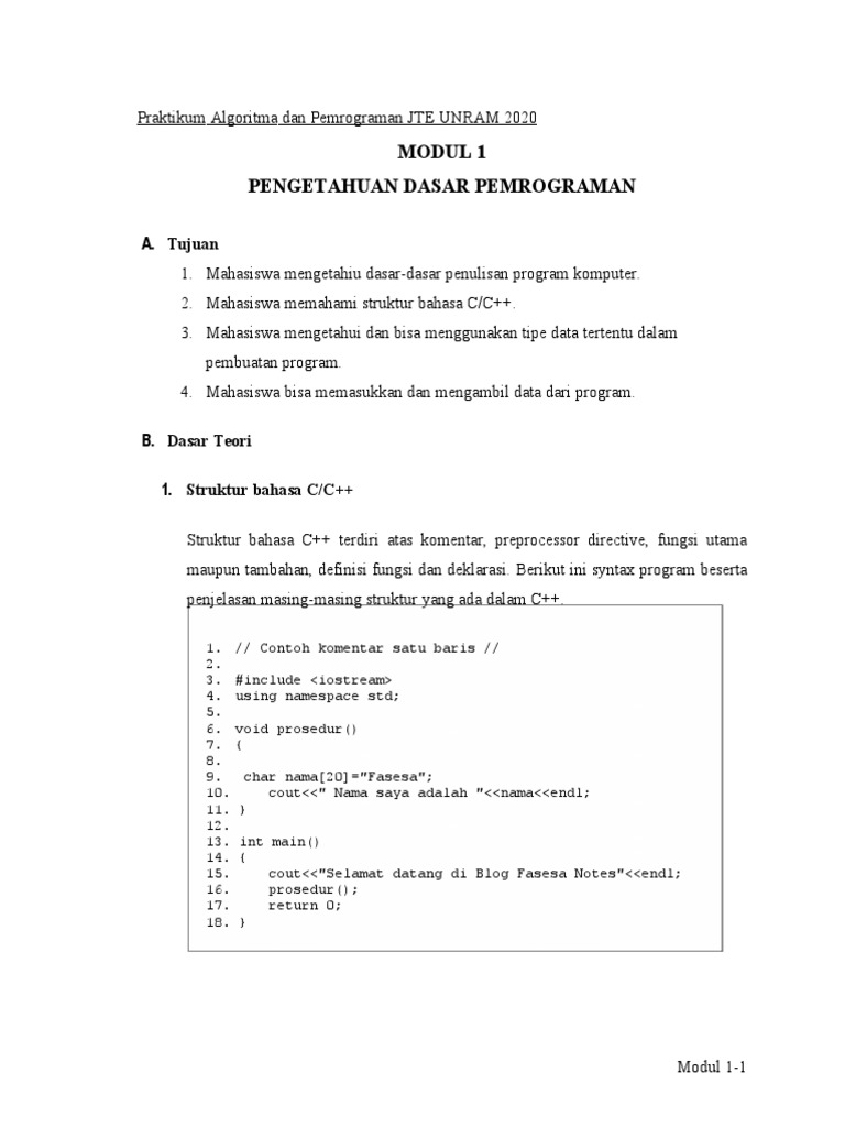 Dasar Pemrograman C/C++ untuk Mahasiswa | PDF | Metode & Bahan Ajar | Komputer