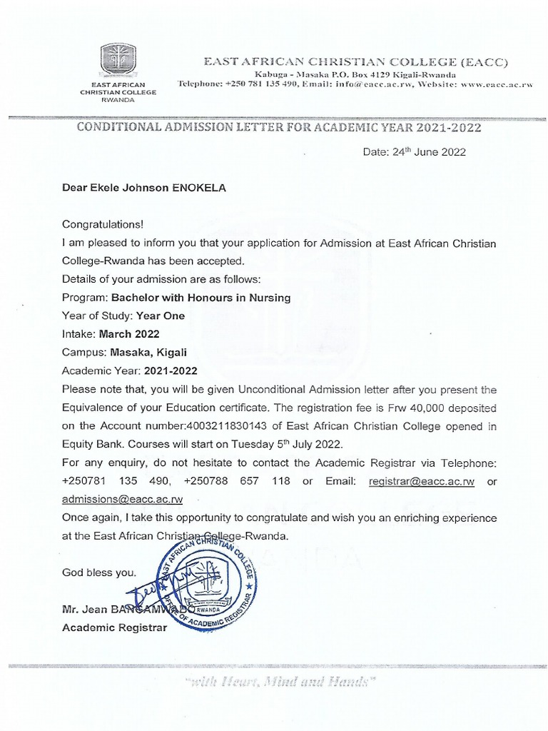 Admission Letter | PDF