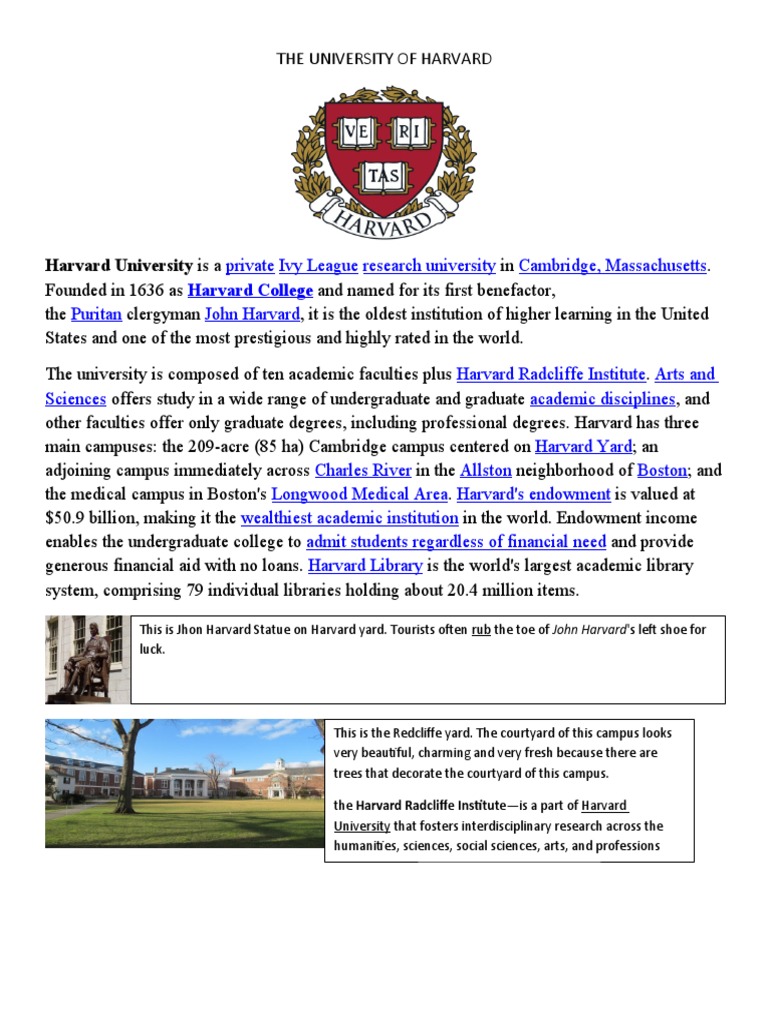 Overview of Harvard University | PDF | Harvard University ...