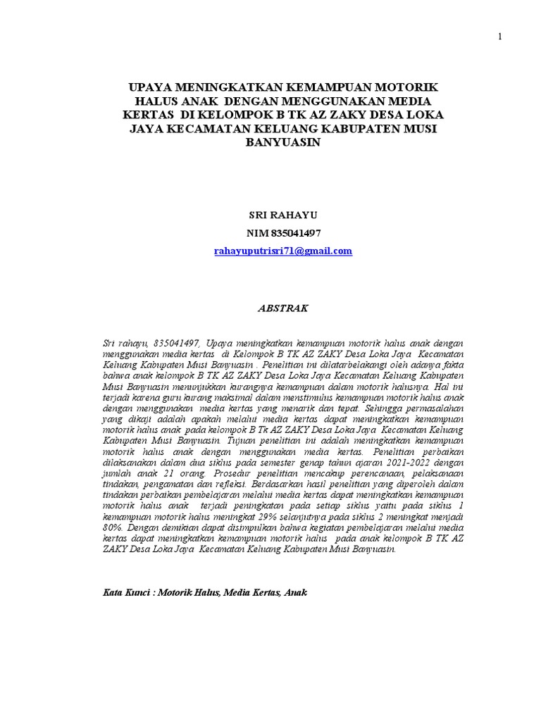 Karya Ilmiah - 835041497 - Sri Rahayu | PDF | Kesehatan Holistik