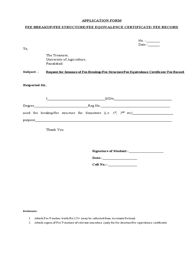 Fee Structure Request Form | PDF | Finance & Money Management