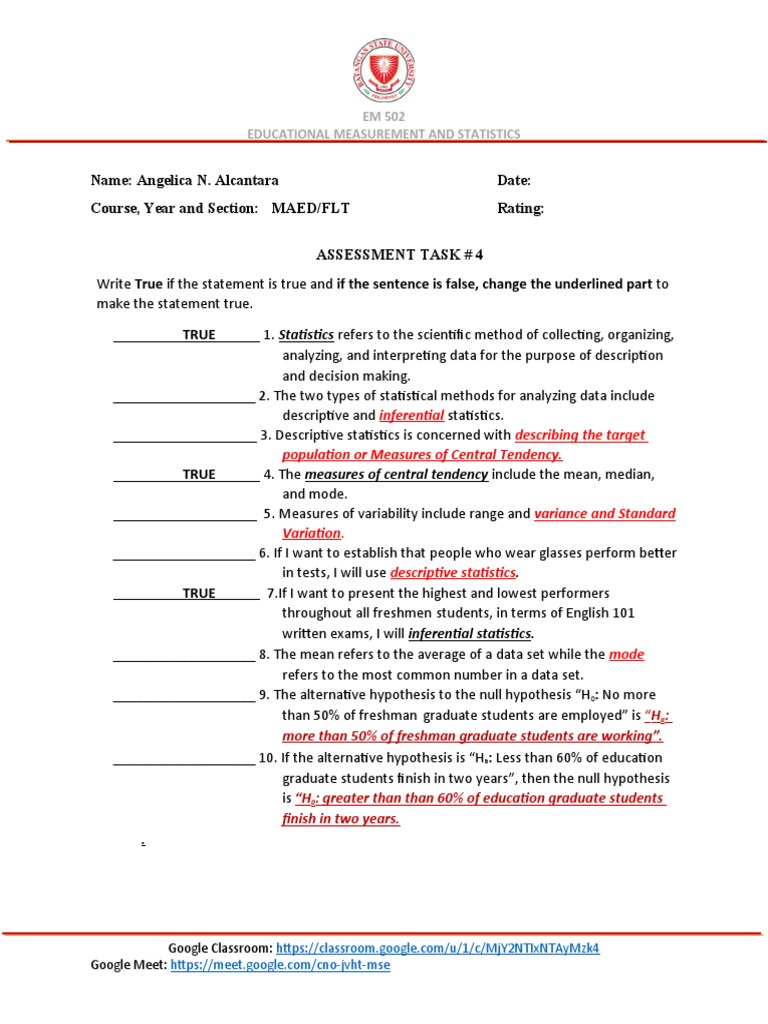 TASK 4 - Descriptive and Inferential Statistics | PDF | Statistics | Methodology