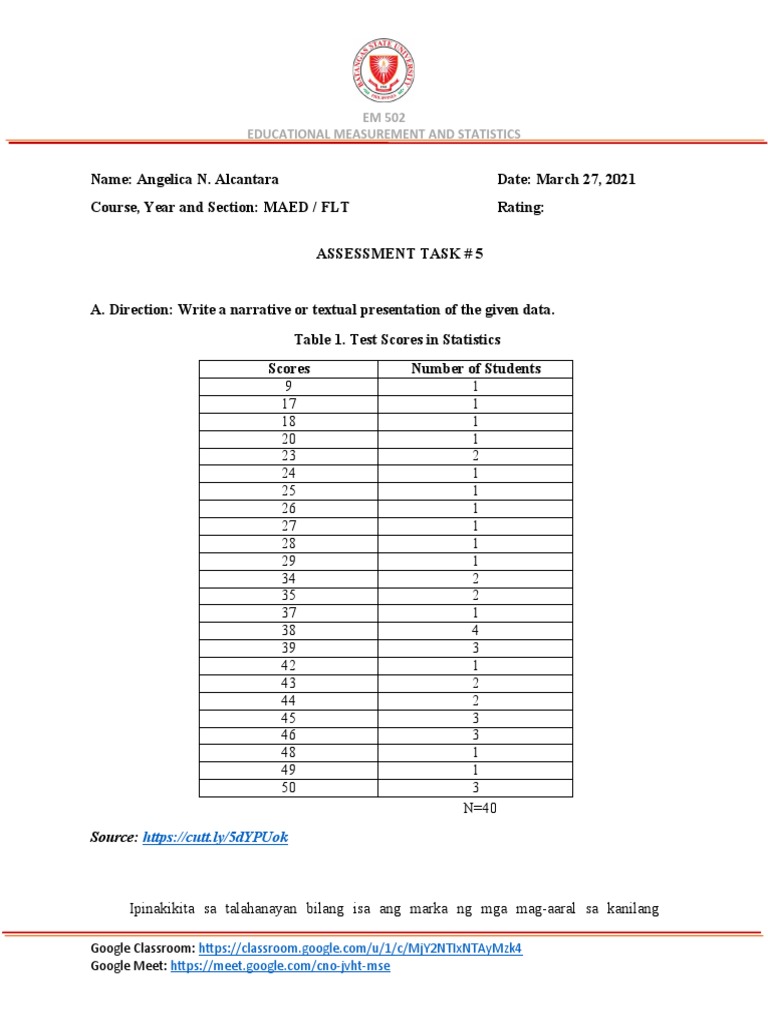 Task 5 - Presentation of Data | PDF