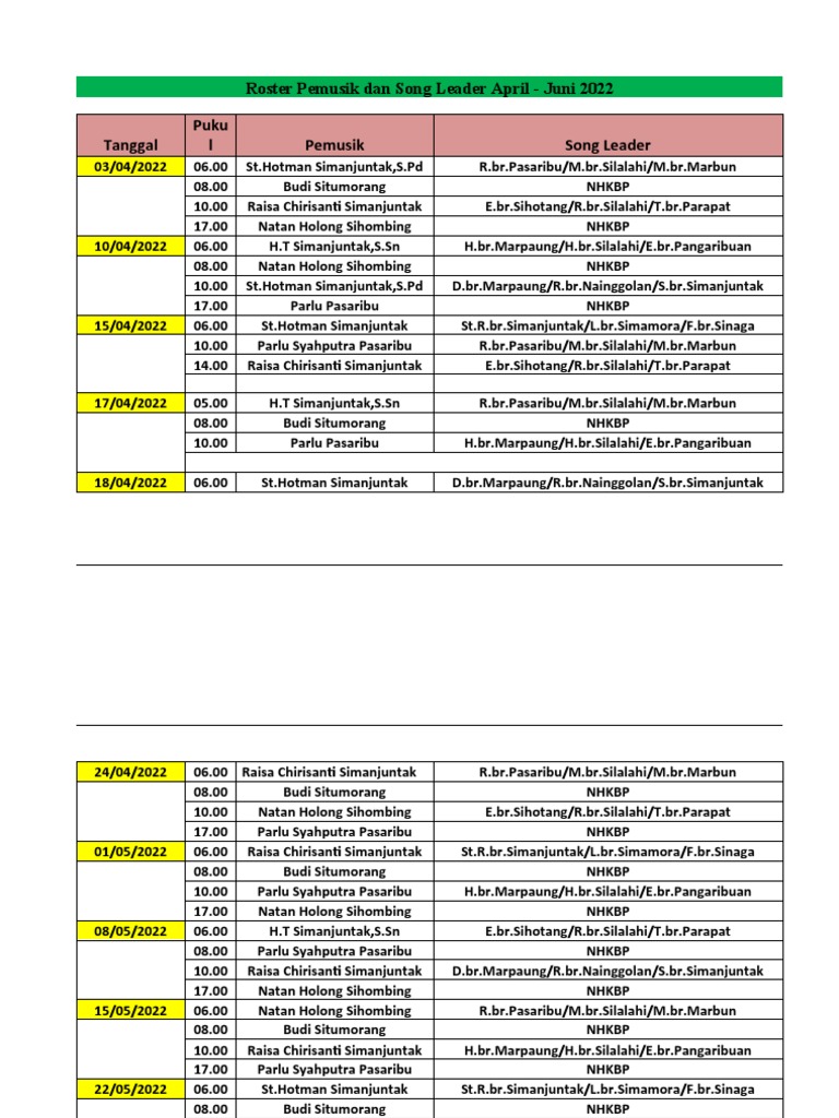 Jadwal Musik 2022 | PDF