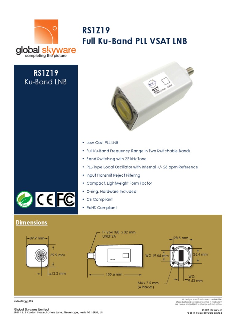 Rs1z19 Mk2 Datasheet GSL | PDF | Decibel | Hertz