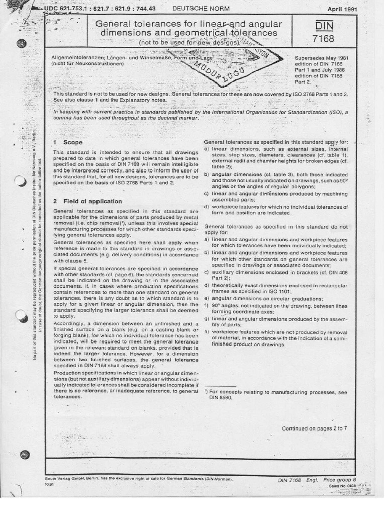 Din 7168 | PDF