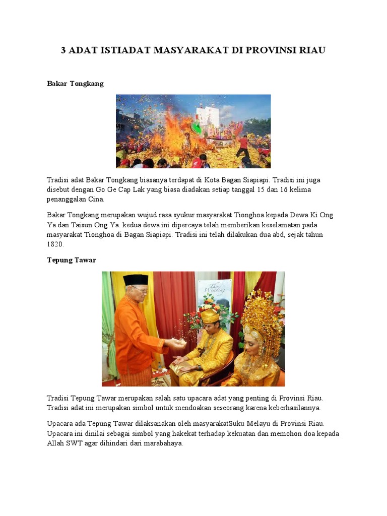 Tiga Tradisi Adat Riau yang Unik | PDF