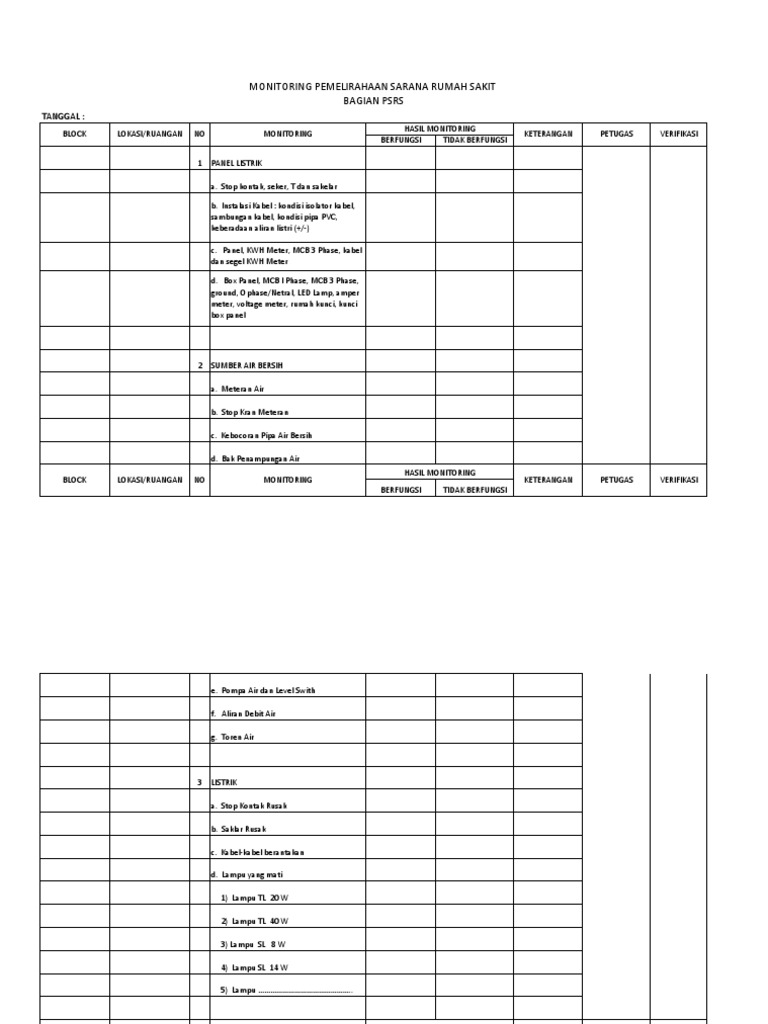 Formulir Monitoring PSRS-Utilitas | PDF