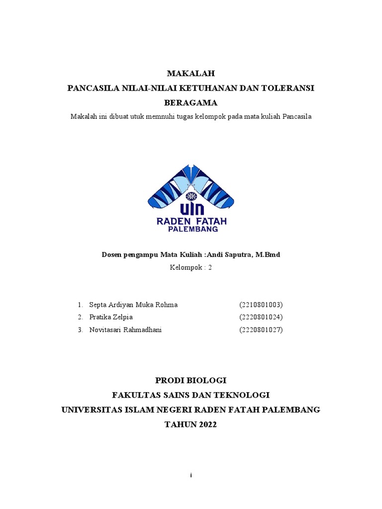 MAKALAH Pancasila Nilai-Nilai Ketuhanan Dan Toleransi Beragama | PDF | Sains & Matematika ...