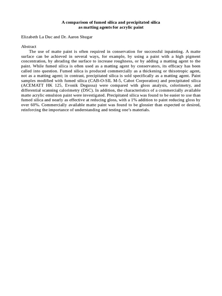 Different Between Fumed and Precipitated Silica | PDF