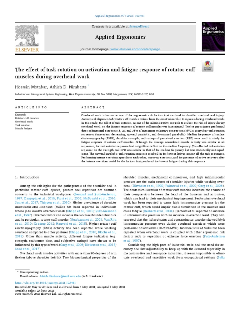 The Effect of Task Rotation On Activation and Fatigue Response of ...
