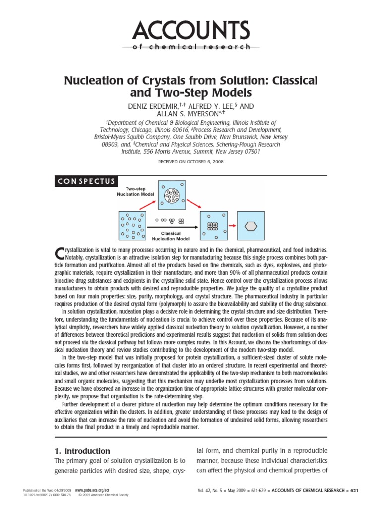 Nucleation of Crystals From Solution Classical and 2 Step Models | PDF ...