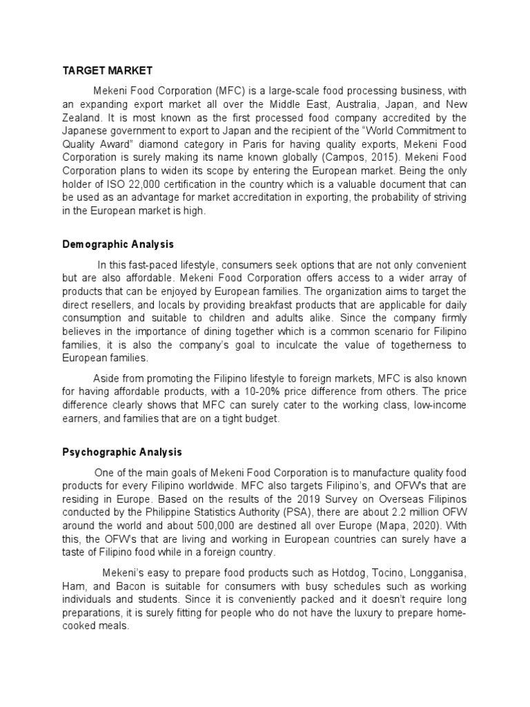 Target Market | PDF | Foods | Meat