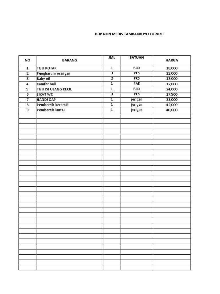 Rekap BHP Non Medis Tby20 | PDF