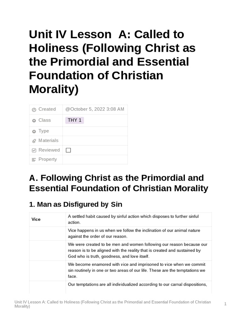Following Christ as the Primordial and Essential Foundation of Christian Morality | PDF | Seven ...