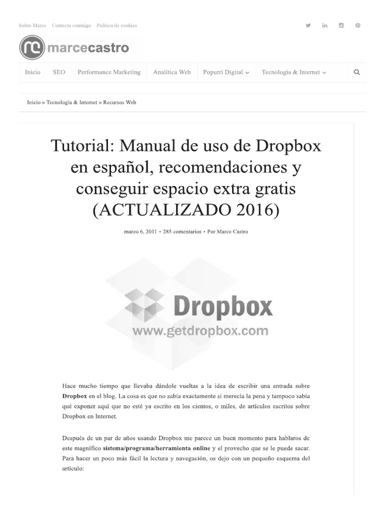 Manual de Usuario DROPBOX en Español | PDF
