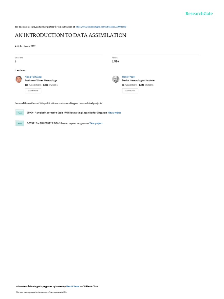 An Introduction To Data Assimilation | PDF | Numerical Weather Prediction