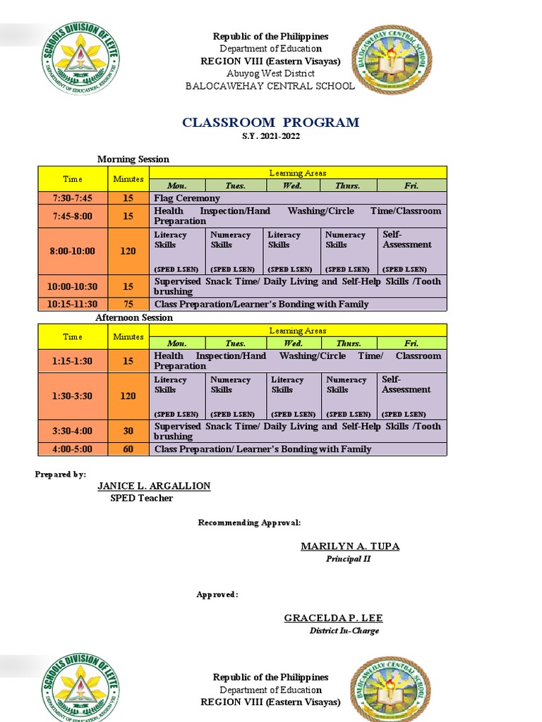 Classroom Program SPED 2022 2023 | PDF | Learning | Cognition