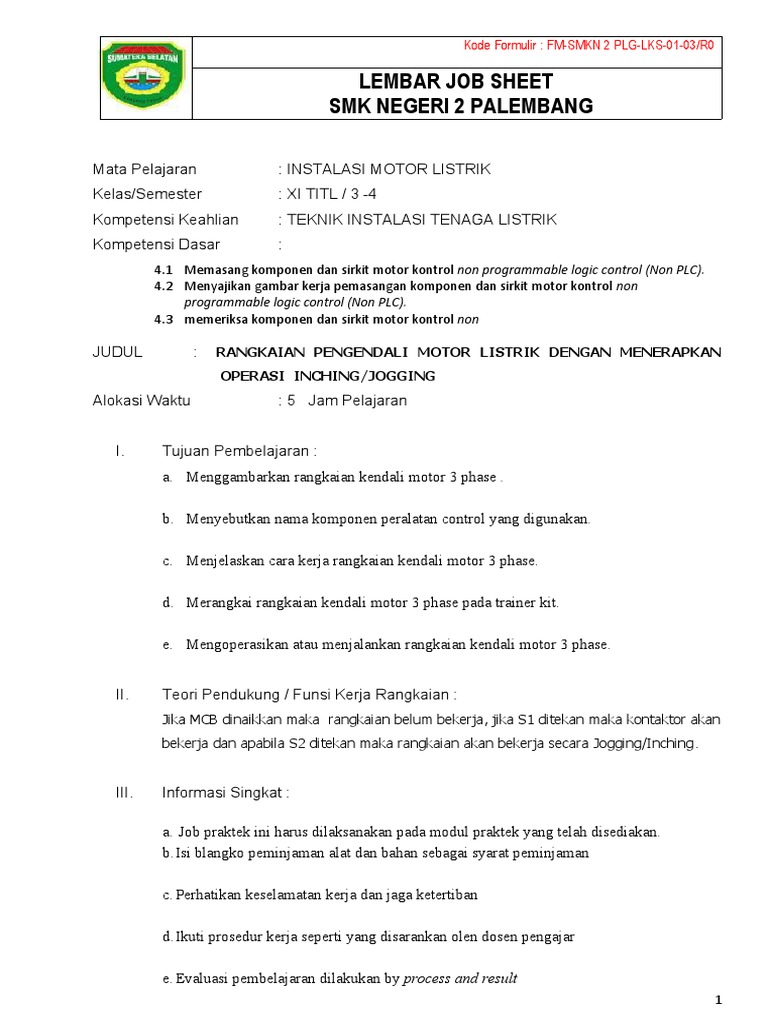 Rangkaian Pengendali Motor Listrik Dengan Menerapkan Operasi Inching ...