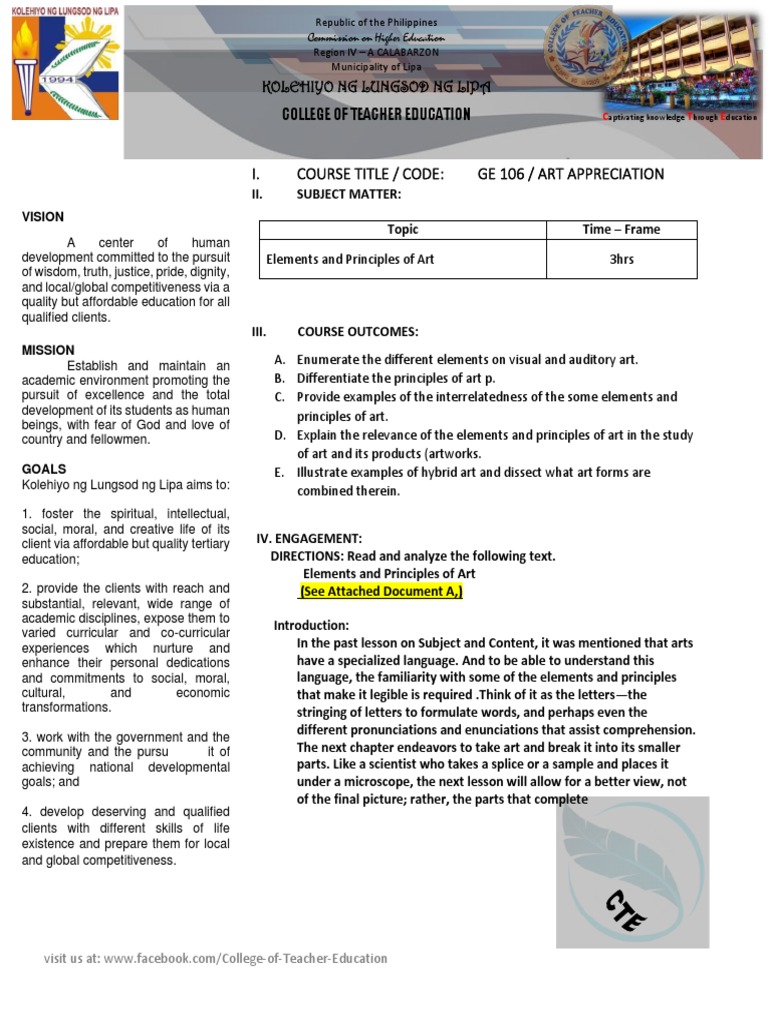 Elements and Principles of Arts | PDF | Color