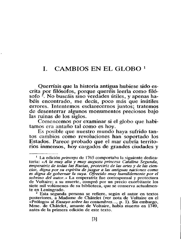 Voltaire, Filosofía de La Historia - Cambios en El Globo | PDF | Voltaire | Ciencias de la Tierra