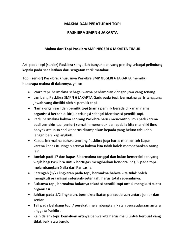 Makna Dan Peraturan Topi Sabusa | PDF